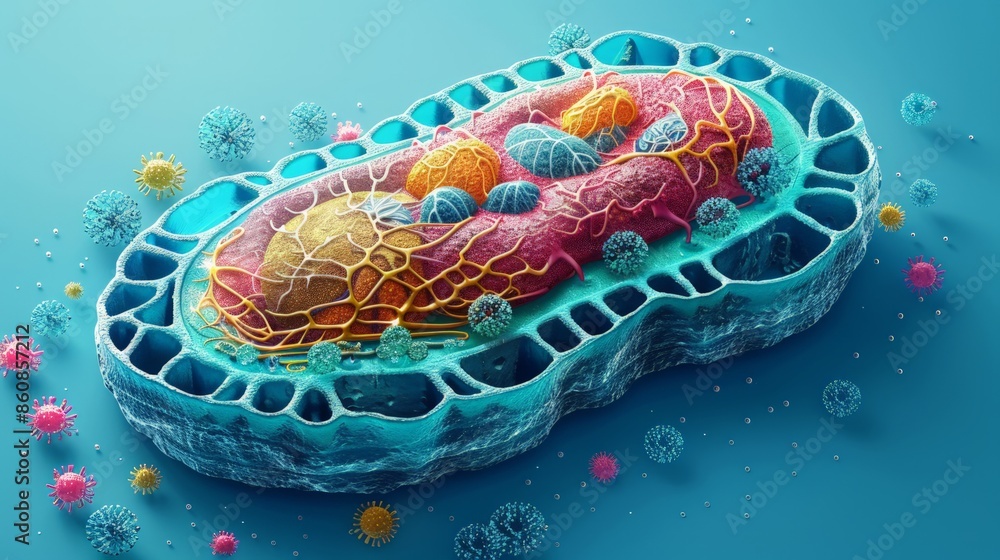 the structure of a mitochondrion, showing outer membrane, inner ...
