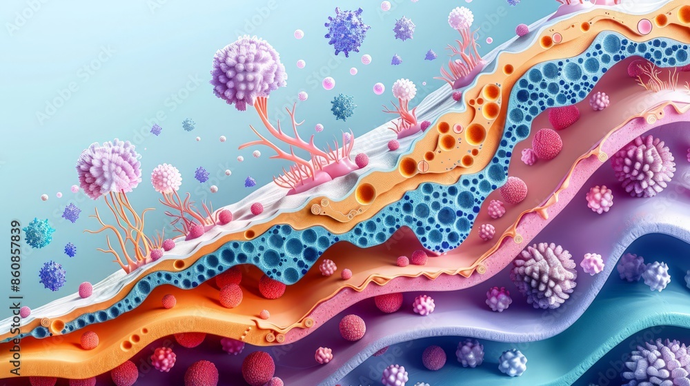 the process of human skin regeneration, showing epidermal cell ...