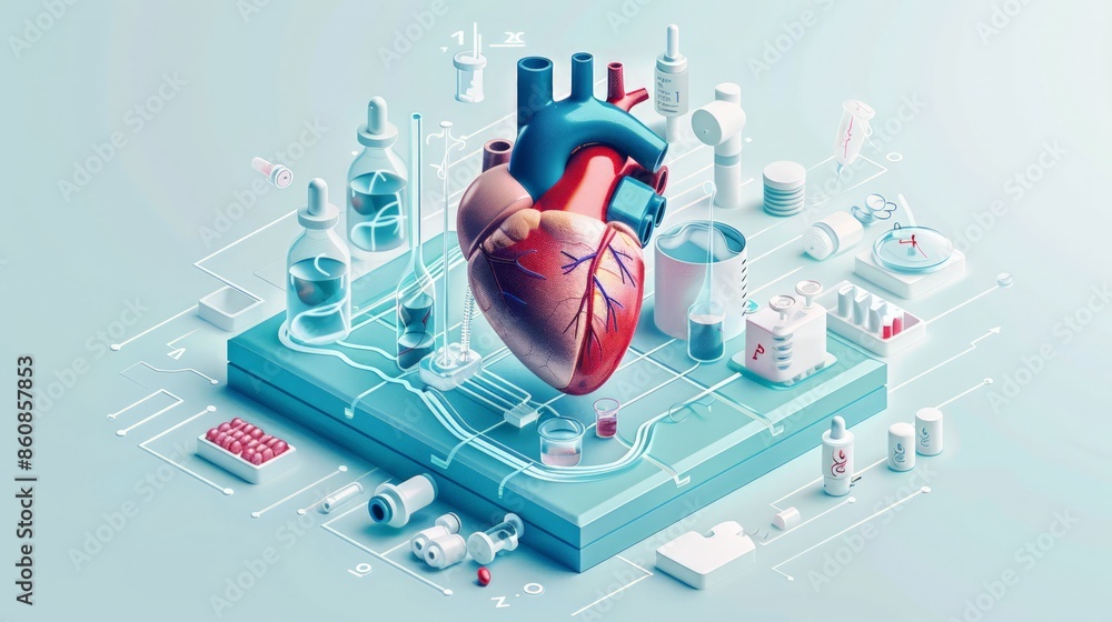 the process of human cardiovascular health, showing heart function ...