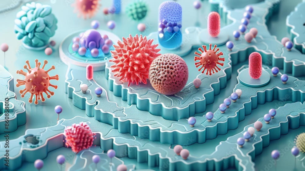 the process of human immune response, showing antigen recognition ...