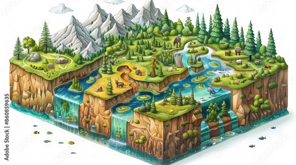 the process of nitrogen cycle, showing nitrogen fixation, nitrification ...