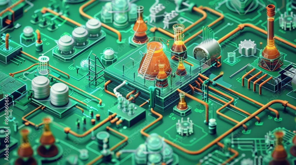 the process of chemical electroplating, showing metal ion solution ...