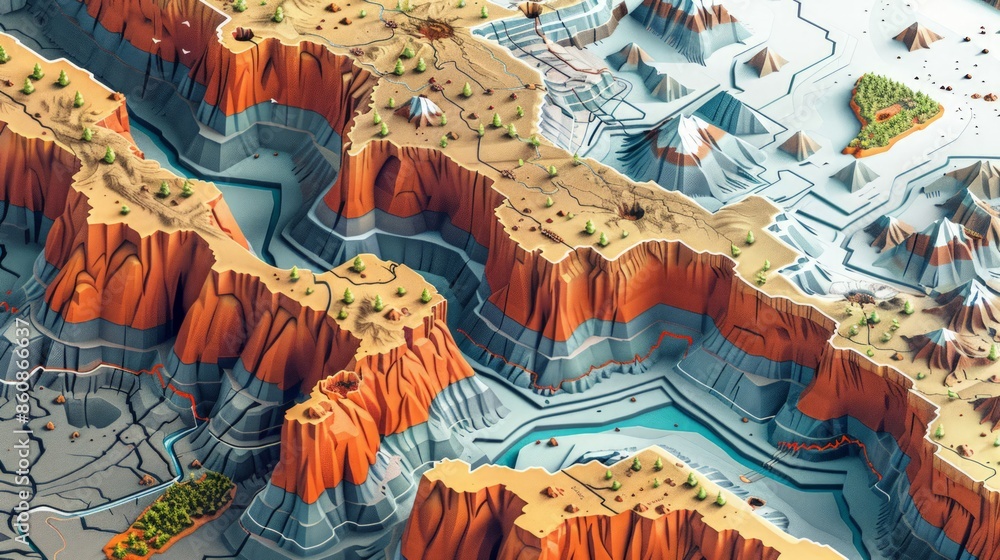 the process of earthquake formation, showing fault lines, seismic waves ...