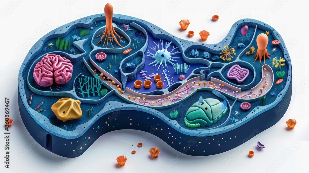 the process of cellular respiration, showing glycolysis, citric acid ...