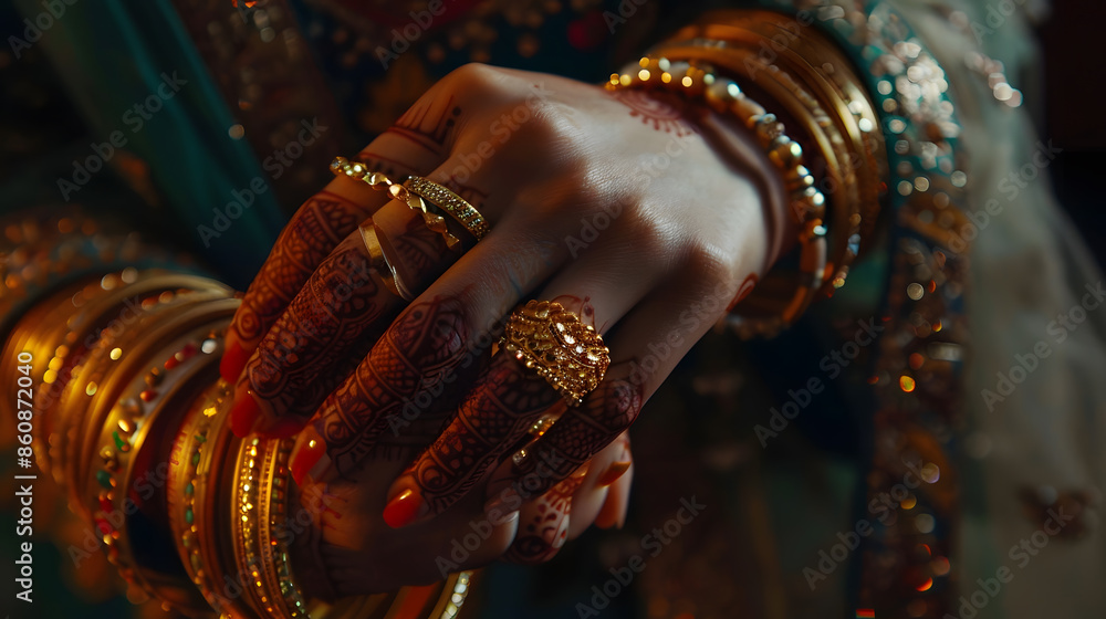 Foto de Pakistani Brides Showing Her Mehndi And Wedding Ring And ...