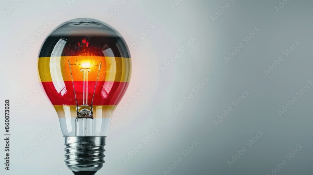Light bulb with German flag colors representing innovation, creativity ...