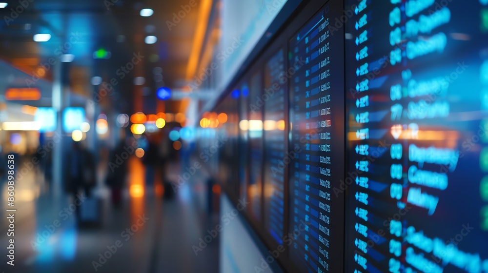 illustration of flight schedules at international airports, modern ...