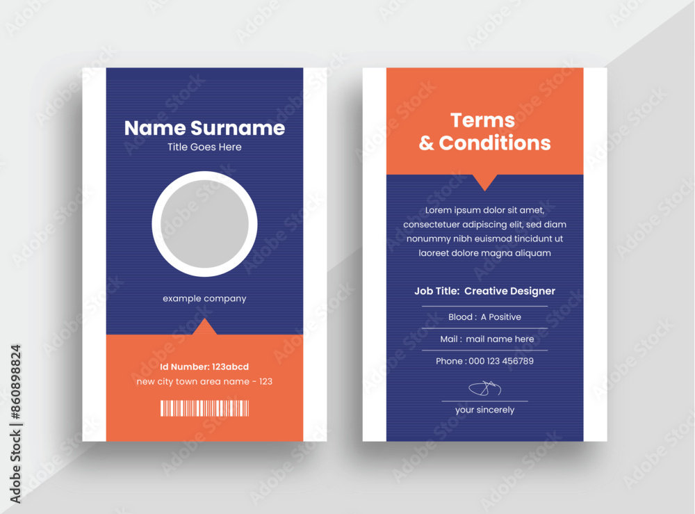 Corporate ID Card Design Template, Company employee ID card, Clean ID ...