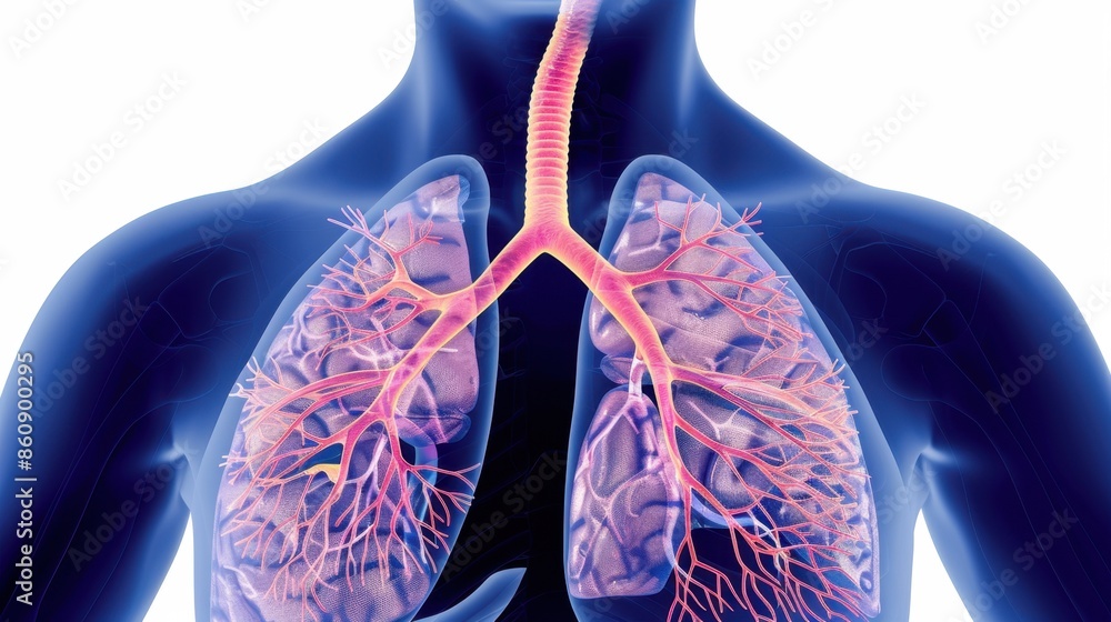 Pulmonary Illustration: A detailed graphic of the human respiratory ...