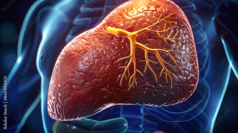 Digestive System Focus: A clear visualization of the liver's location ...
