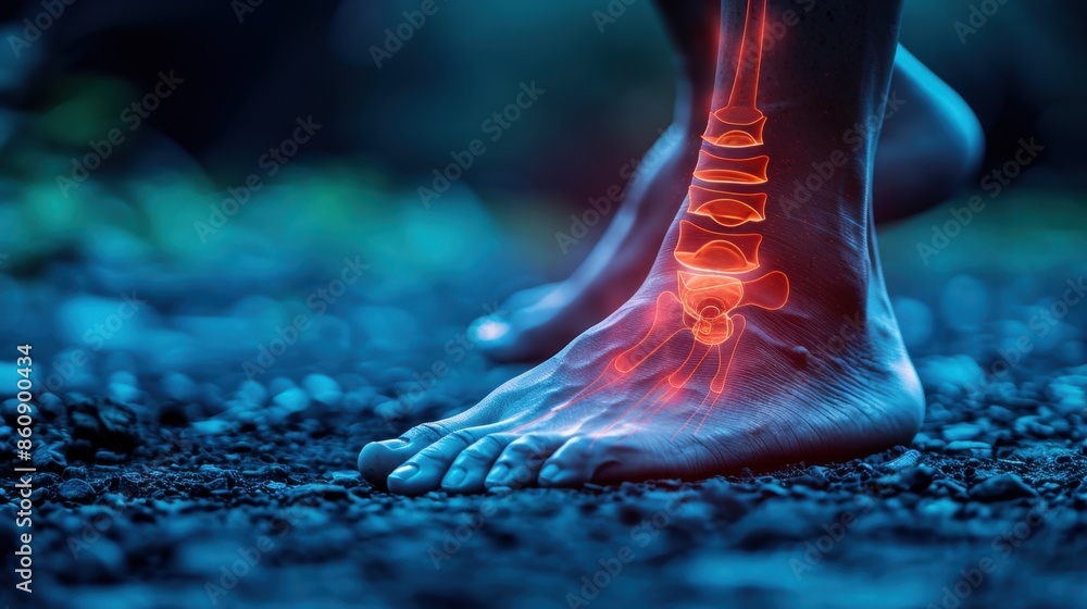 Foot Injury Illustration: A side-by-side comparison of a normal ankle ...