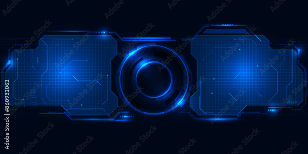 Vector illustration of futuristic blue digital high technology with ...