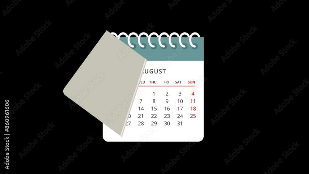 Stylish Calendar Flipping Pages Animation Monthly On Alpha Channel ...