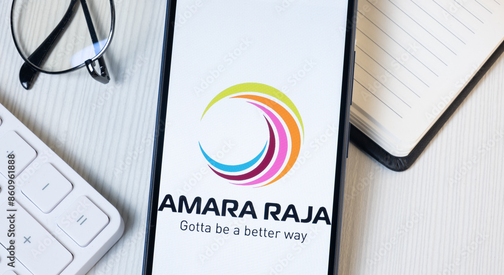 New York, USA - 21 June 2024: Amara Raja Batteries Logo on Phone Screen ...