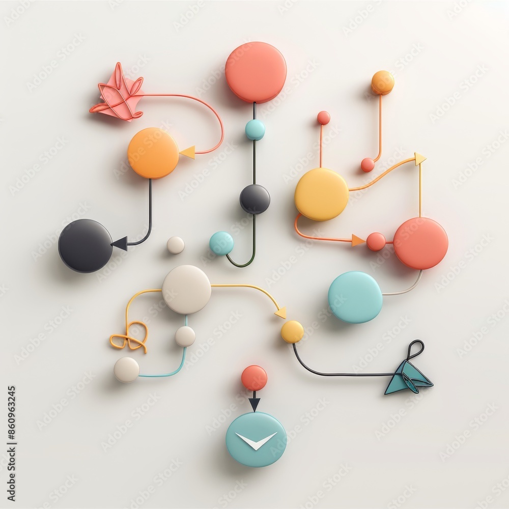 ภาพประกอบสต็อก Abstract 3D diagram with colorful geometric shapes ...