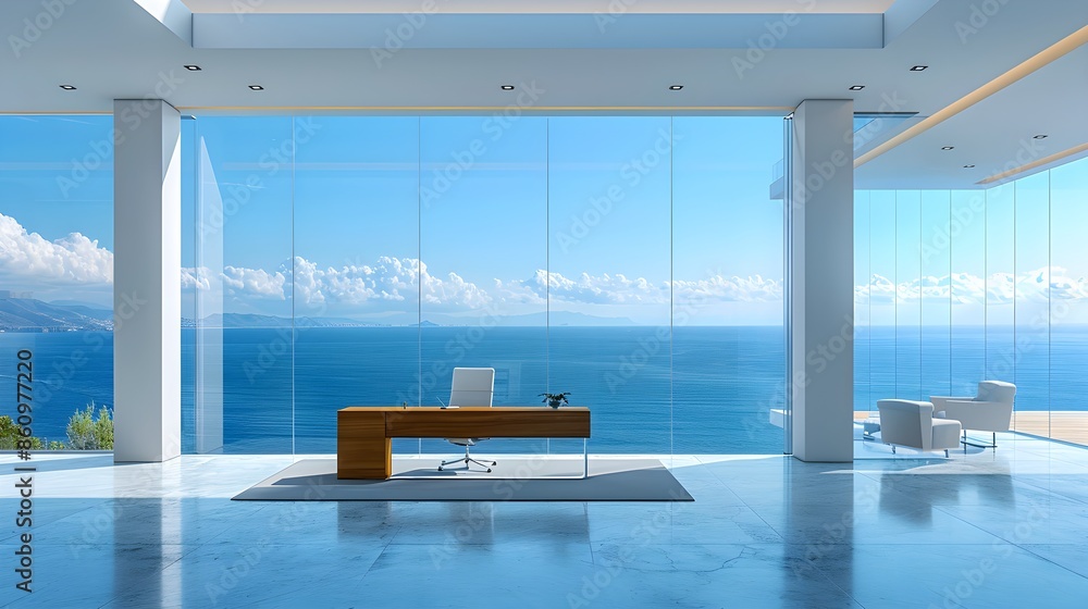 Ocean view home office. Modern luxury ocean front beach view house ...