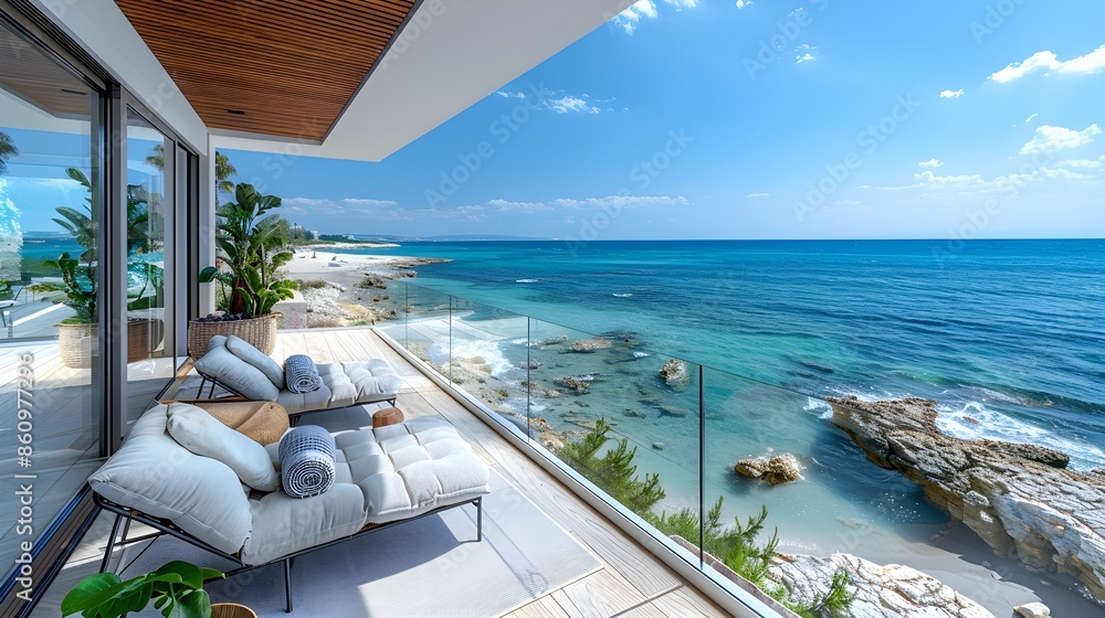 Ocean view home residential property. Modern luxury ocean front house ...