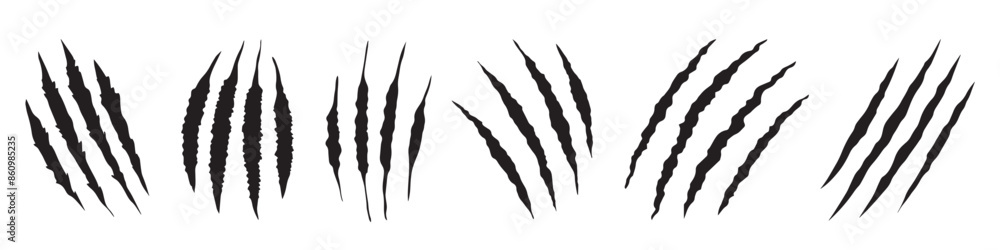 Animal Claw scratches mark set. Cat tiger scratches signs. Grange ...