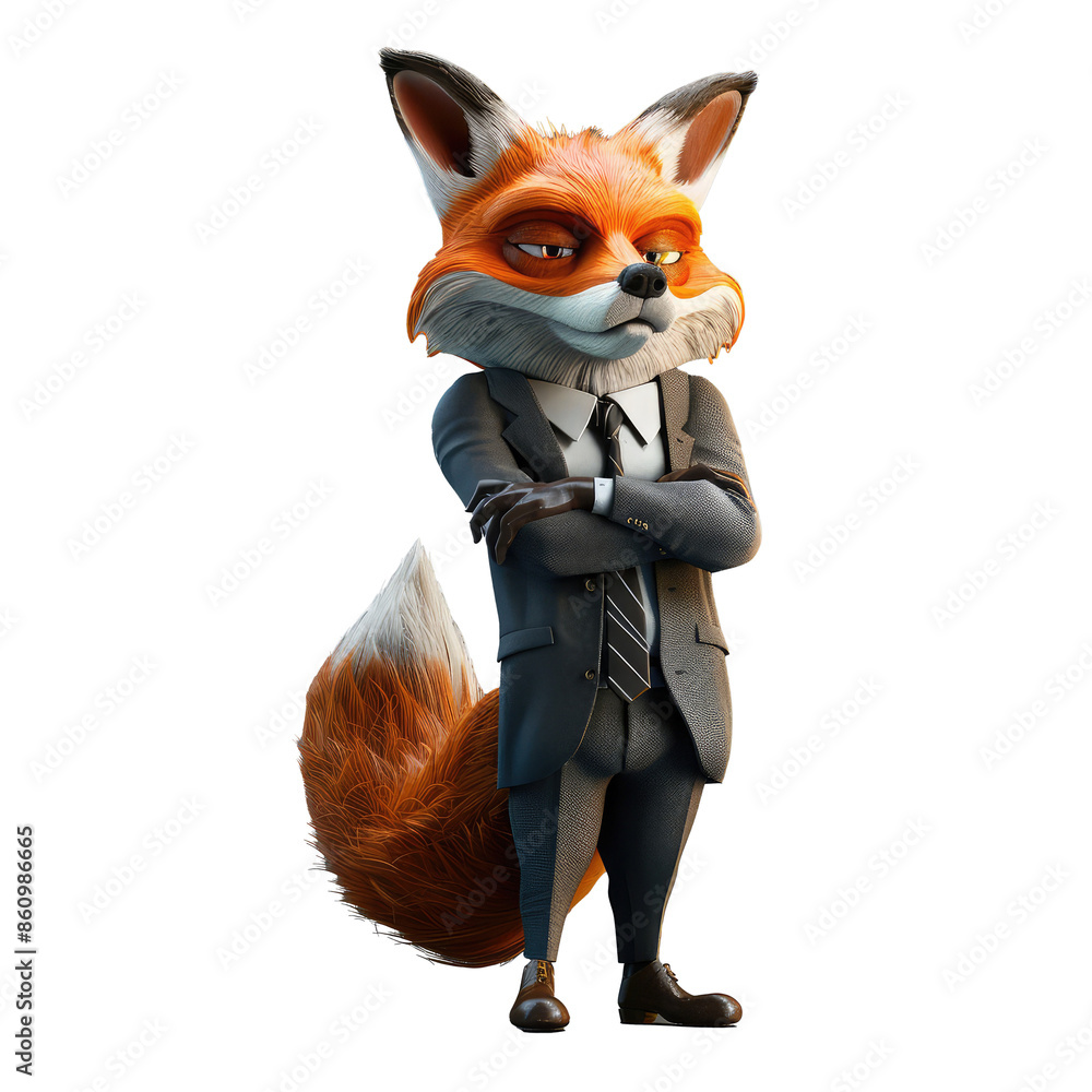animal crossing of anthropomorphic Red Fox as businessman, full body ...