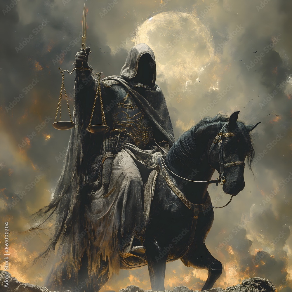 The Third of the Four Horsemen of the Apocalypse, Carrying Scales and ...