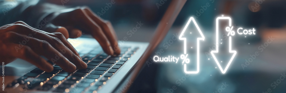 Cost reduction, cost saving concept shown by digital graphic EIDE ...