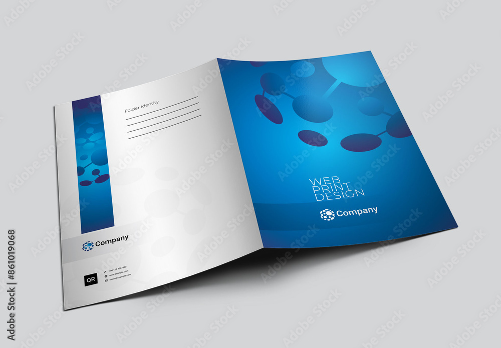 Technology World Folder With Blue Accent Stock Template | Adobe Stock