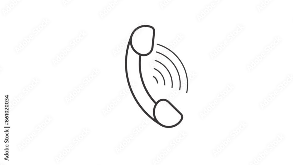 4k Incoming call ring icon background white Screen Animation of phone ...