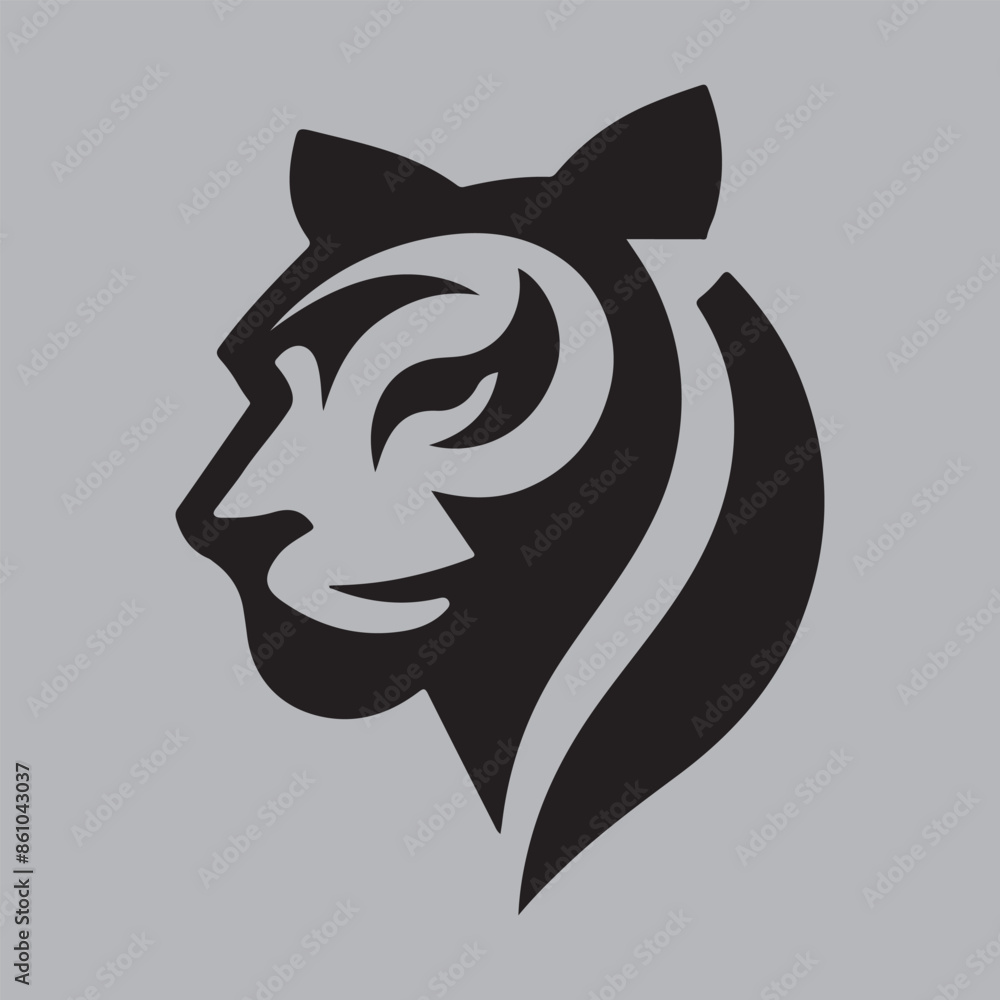 Tiger heads black and white vector. Silhouette svg shapes of tigers illustration. simple ...