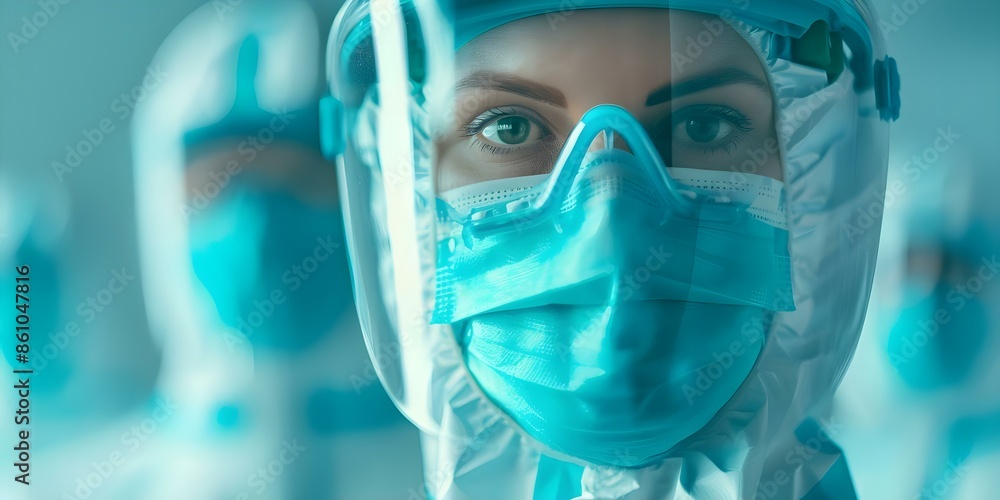 Scientists in lab follow safety protocols wear PPE handle hazardous materials safely. Concept ...