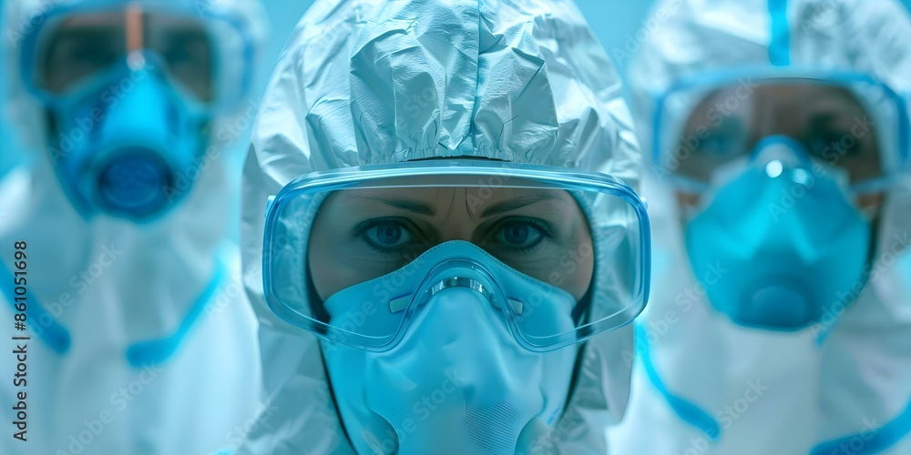 Scientists in the laboratory adhere to safety protocols by wearing personal protective equipment ...