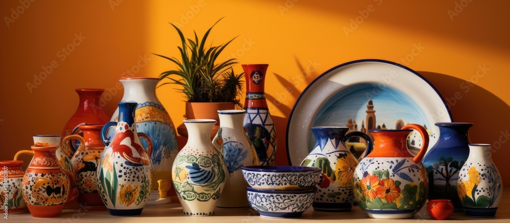 Fresh hand-painted ceramic pottery collection, showcasing authentic ...