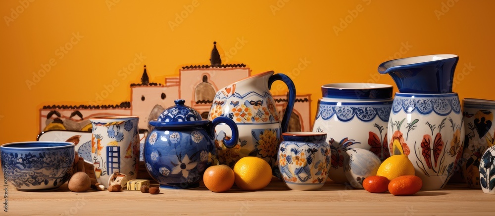 Fresh hand-painted ceramic pottery collection, showcasing authentic ...