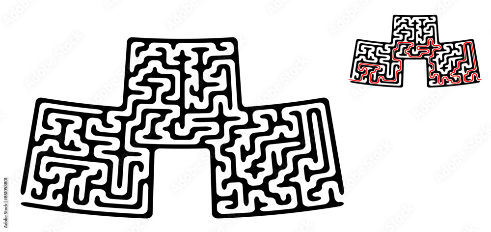 Vector funny weird maze with entry and exit. Find the way through ...