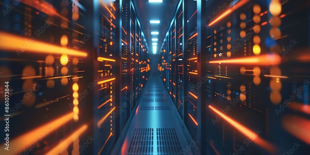 wallpaper of a data center room, hall of data server, technology ...