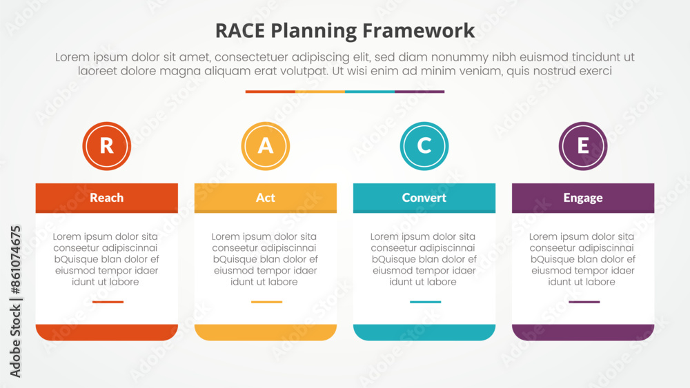 RACE framework infographic concept for slide presentation with big ...