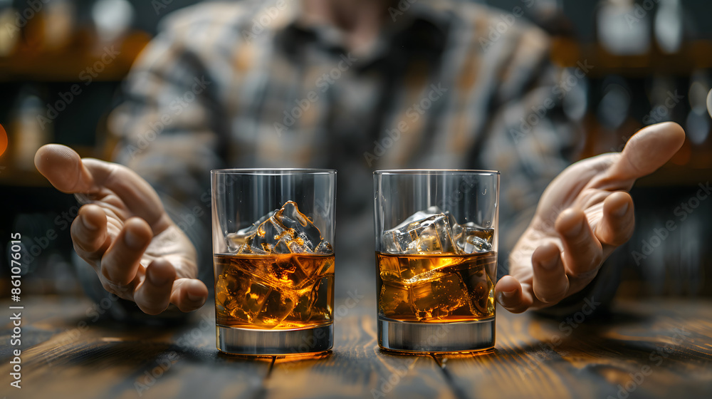Man Declines Whiskey As Symbol Of Alcohol Addiction Recovery. Сoncept ...