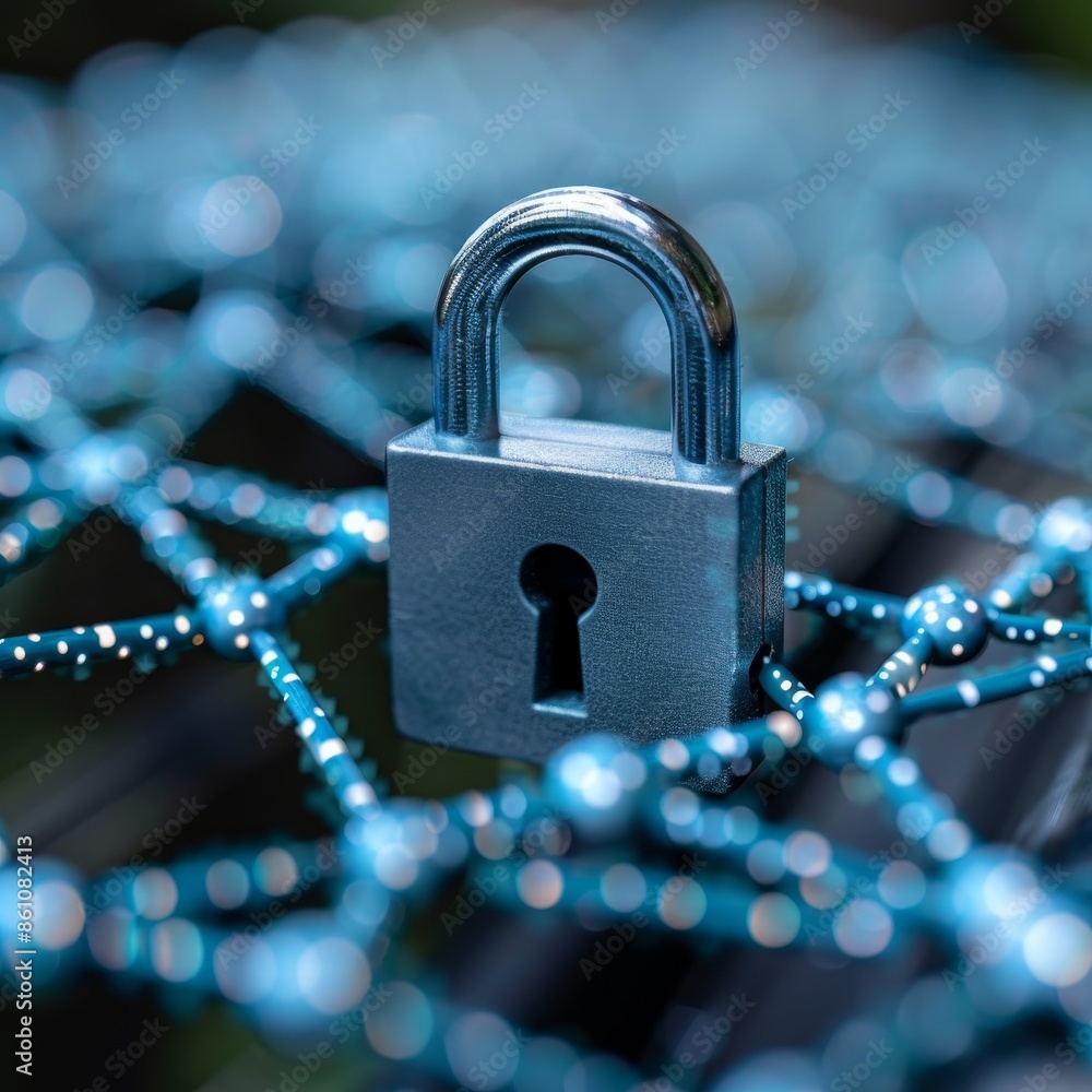 Cyberspace security system with digital locks and encryption icons ...