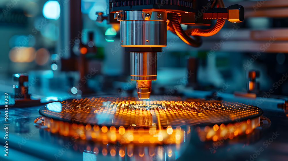 Semiconductor Chip Being Etched in a Manufacturing Facility - Close-up ...