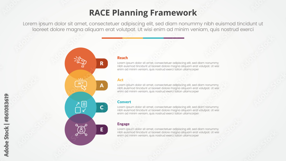RACE framework infographic concept for slide presentation with big ...