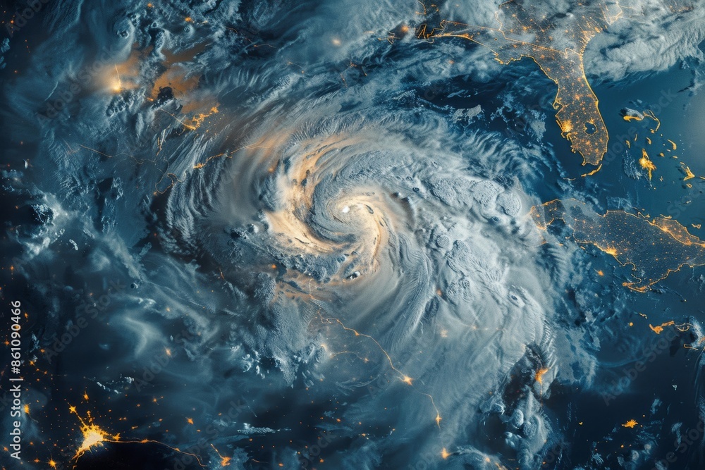 Meteorological satellite image showing storm patterns Stock ...