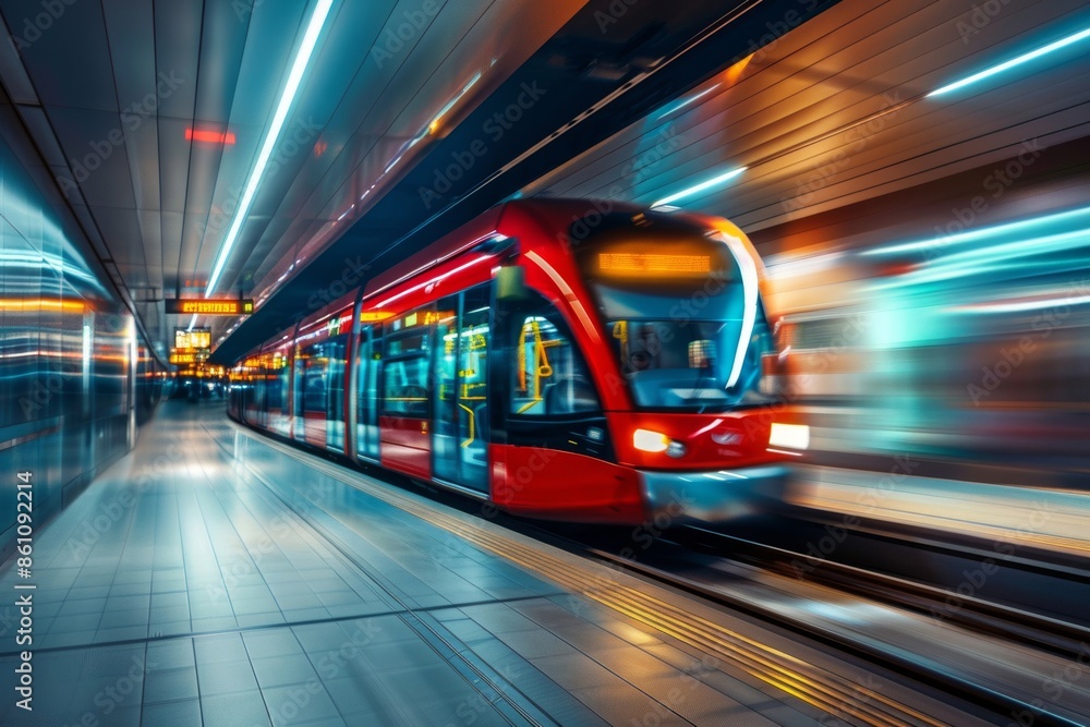 Illustration of a streamlined public transportation system with clean ...