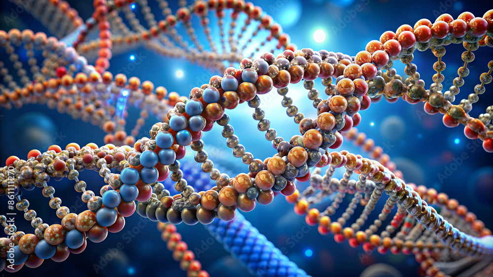 Triple-helical structure of collagen molecule, key skin protein. Amino ...