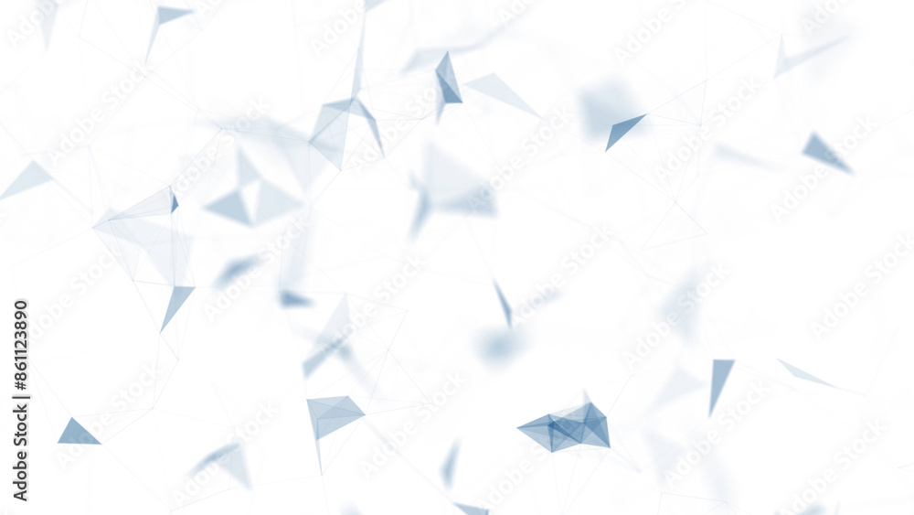 Conceptual technology based shapes, connected blurry white lines, dots ...