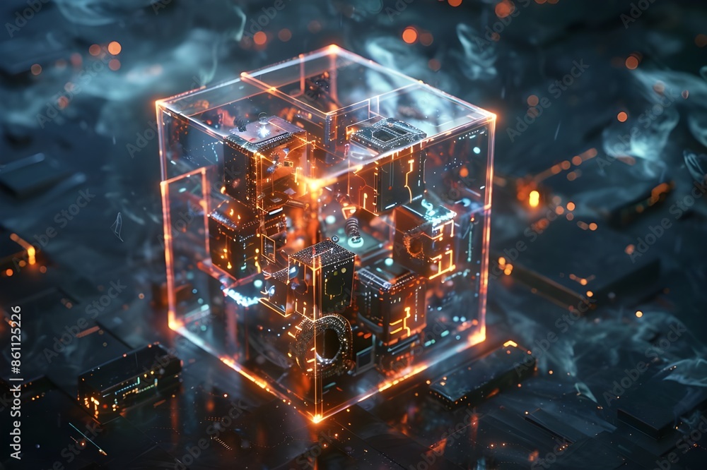 Abstract dark background. Bright box. Shine square. Light geometry ...