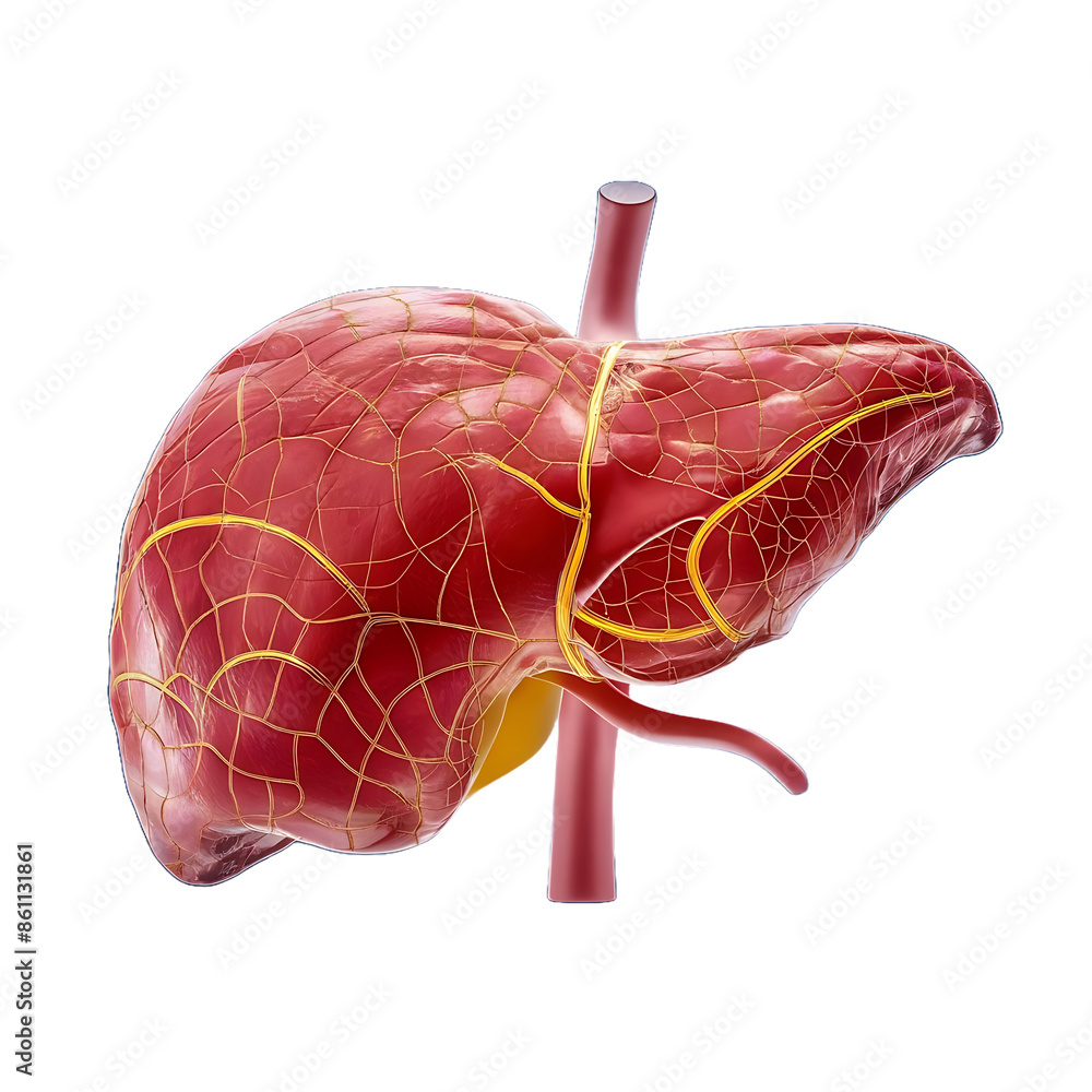 Detailed Anatomical Diagram of a Human Liver Isolated Background ...