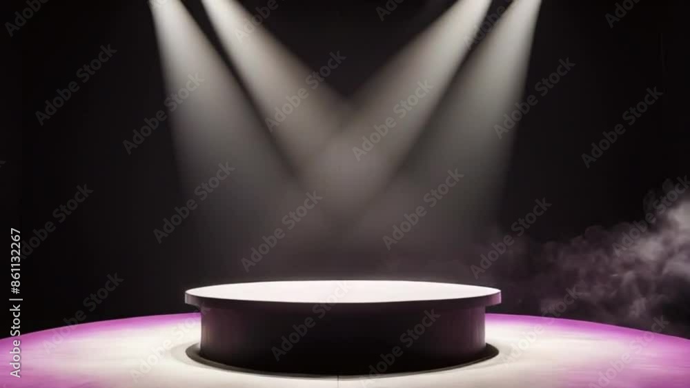 Spotlighted Stage with Atmospheric Smoke, A dynamic video featuring a ...