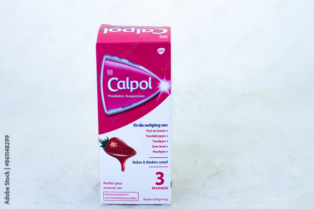 Johannesburg, South Africa - Calpol pain and fever syrup isolated on a ...