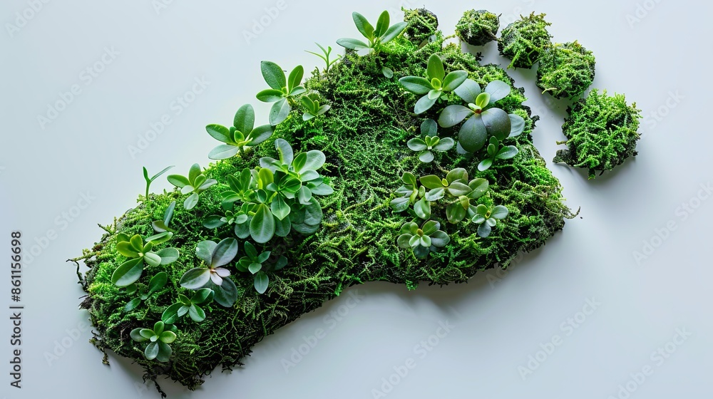 Grassy Footprint with Small Plants Growing Inside on White Backdrop ...