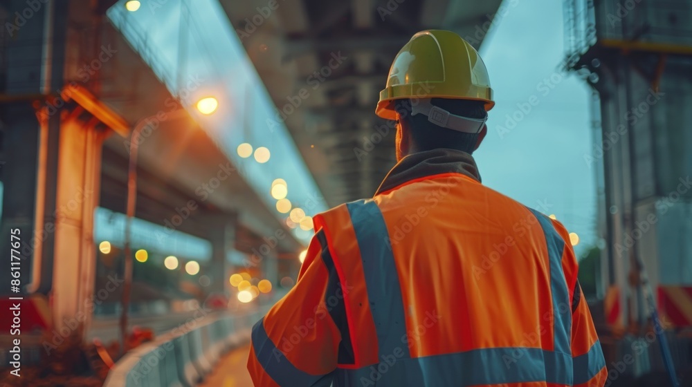 The chief civil engineer is introducing inspection of a road or ...