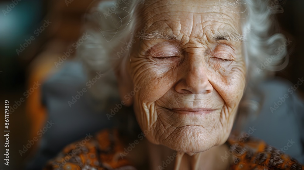Elderly Woman with Peaceful Expression and Soft Smile Detailed and ...